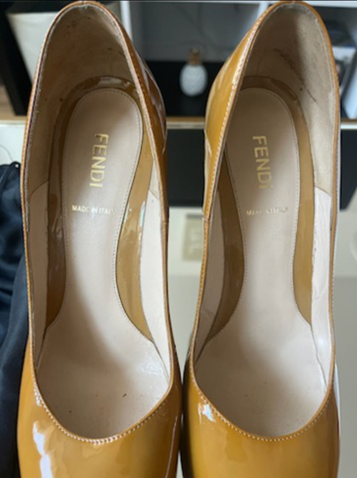 Fendi Fendista Tan Leather Logo Platform Pumps Size 3… - Gem