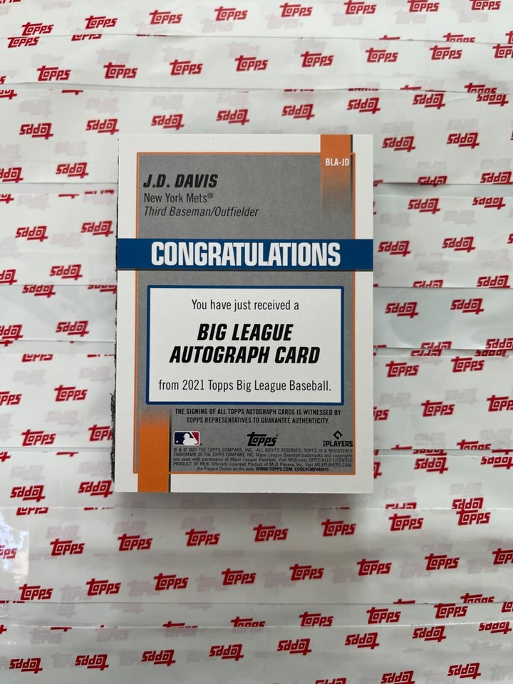 2021 Topps Big League Baseball J.D. DAVIS AUTO NEW YORK METS #BLA-JD ...