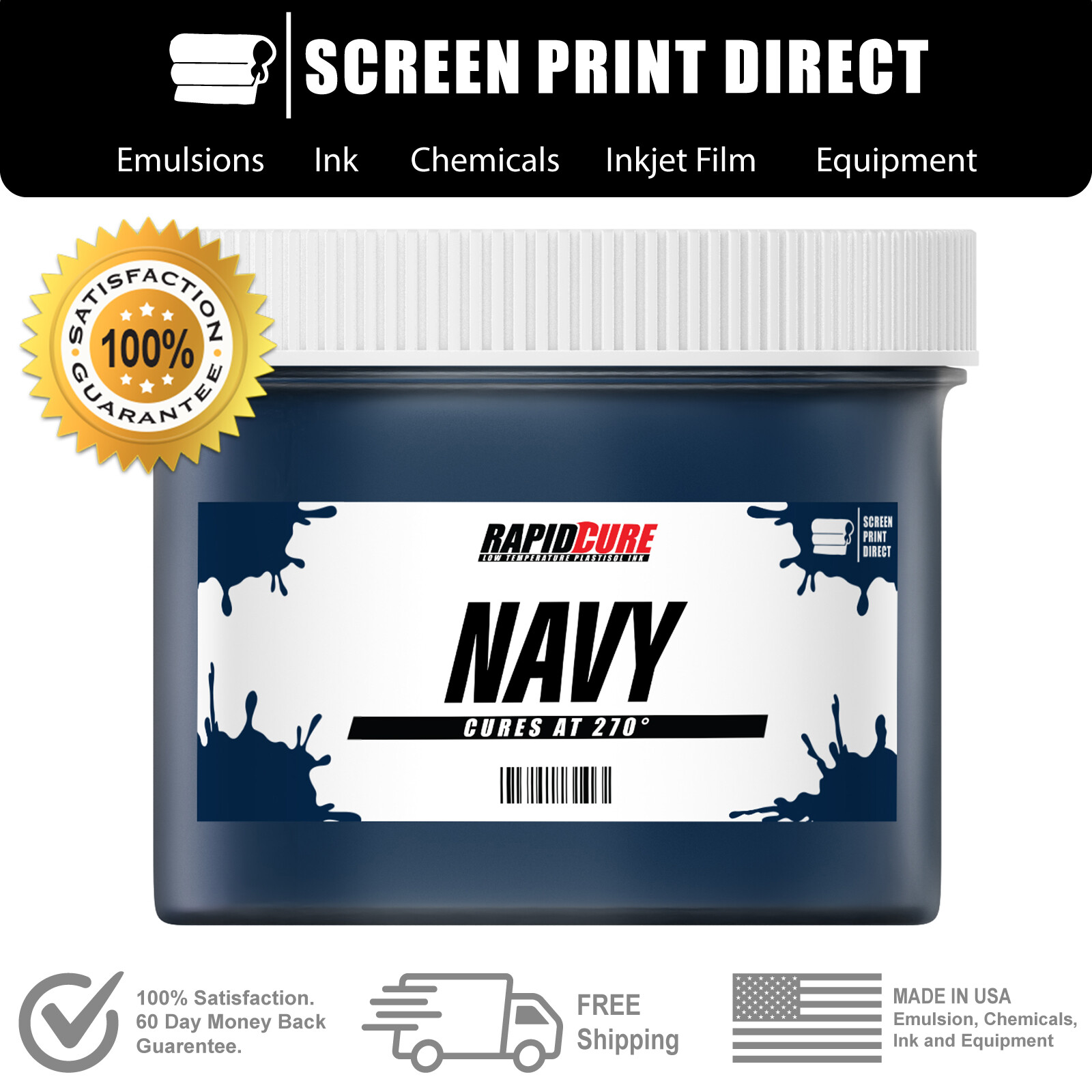 Navy Blue - Screen Printing Plastisol Ink - Low Temp Cure 270F - All ...