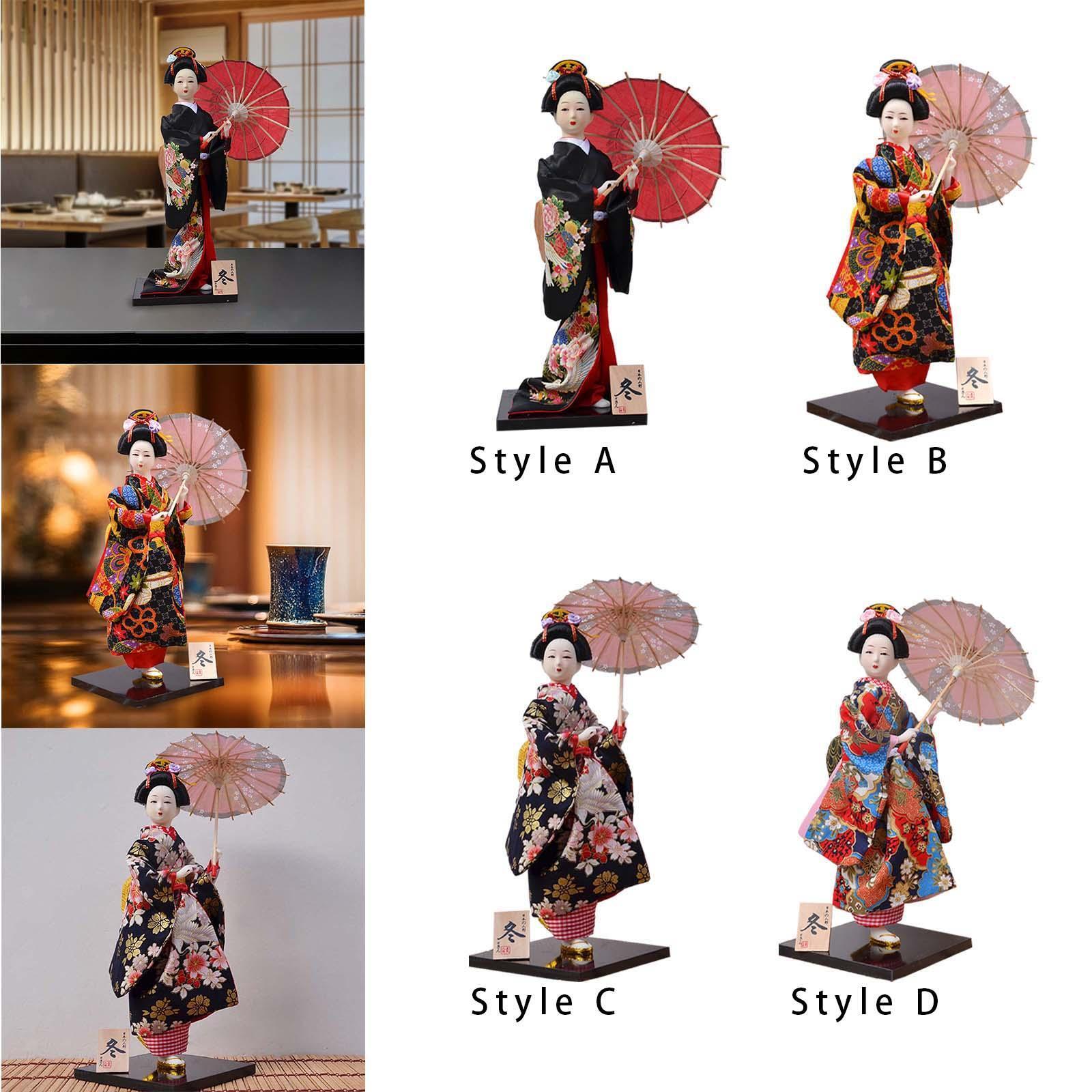 Japanese Geisha 12" Oriental Doll Miniature Figurines Sculpture Kimono ...