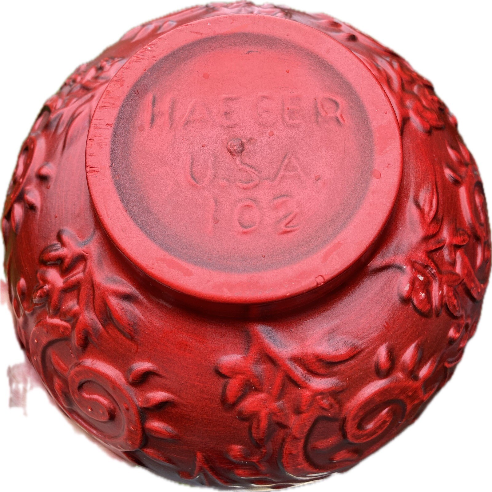 HAEGER Ceramic Red Bowl USA #102 Granny Cottage Farmhouse Fruit-Bread ...