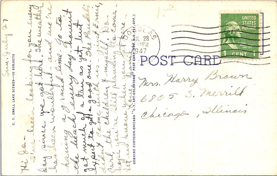 1947, Greetings from DOUGLAS, Michigan Linen Postcard - Curt Teich | eBay