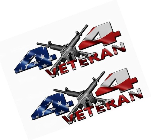 2pcs 4x4 Veteran For Universal Trucks Decals American Flag Stickers ...