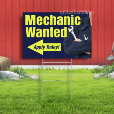 Mechanic Wanted Arrow One-Sided Yard Sign with Metal Stakes | eBay