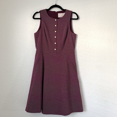 Gal Meets Glam Dress Meg Women 8* Plum Wine Polka Dot Retro Career ...