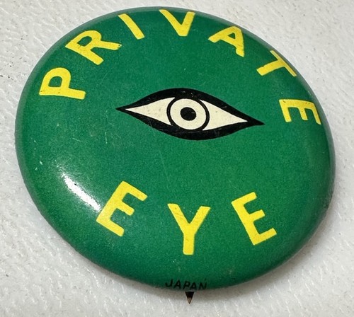 Vintage Hippie Counter Culture Peace Love Private Eye Green Pin Pinback ...