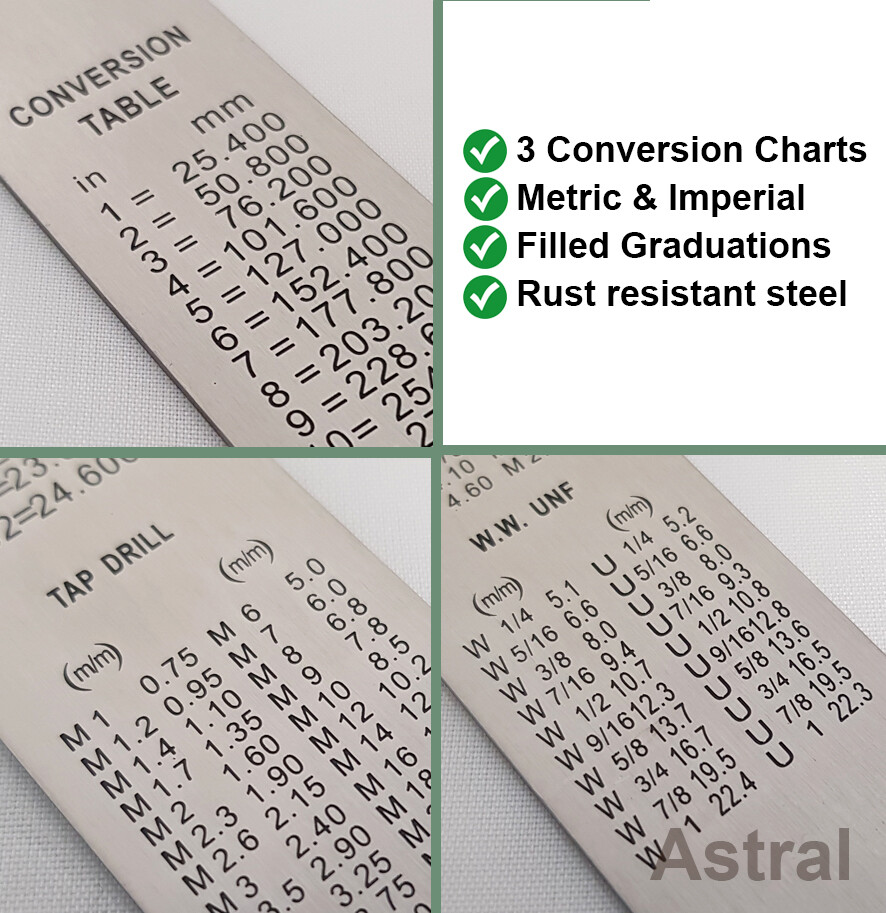 Stainless Steel Metal Ruler | Metric & Imperial | 6" 15cm 150mm ...