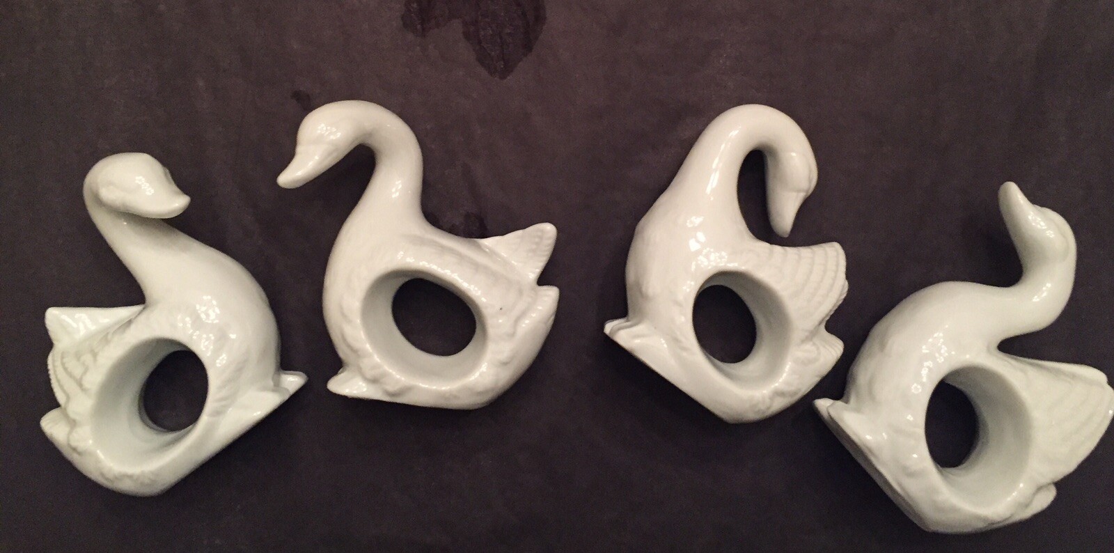 Vintage 1980s Collectibles Set of 4 White Porcelain Swan Napkin Rings ...