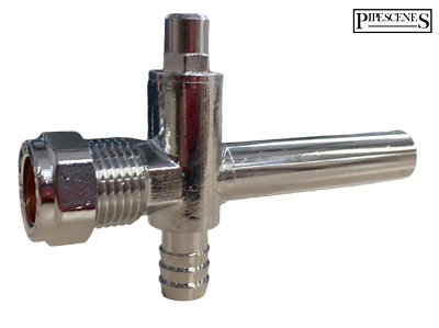 60mm Chrome Radiator Extension Tail - 1/2" TRV - with Drain Off Cock ...