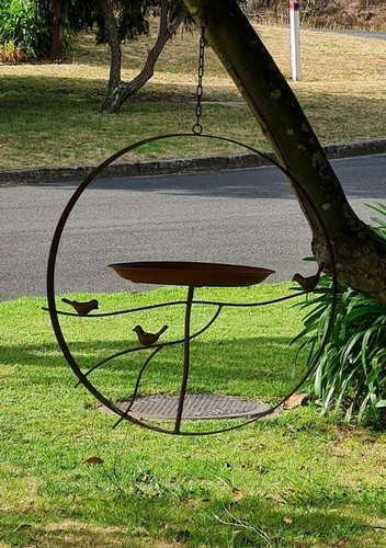 VERY LARGE sphere round DESIGN NATIVE BIRD hanging feeder RUST 65CM ...
