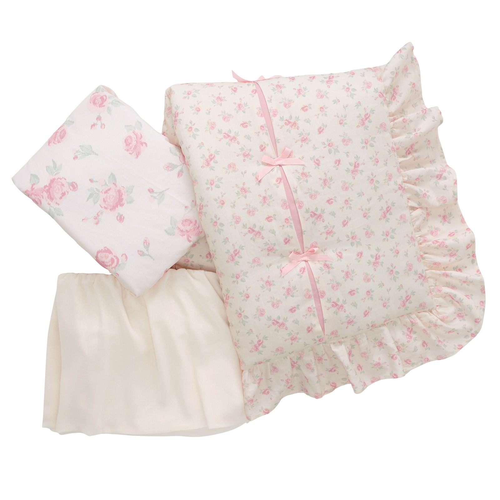 Lambs & Ivy Coquette Floral Pink Bows Aesthetic 3-Piece Baby Crib ...