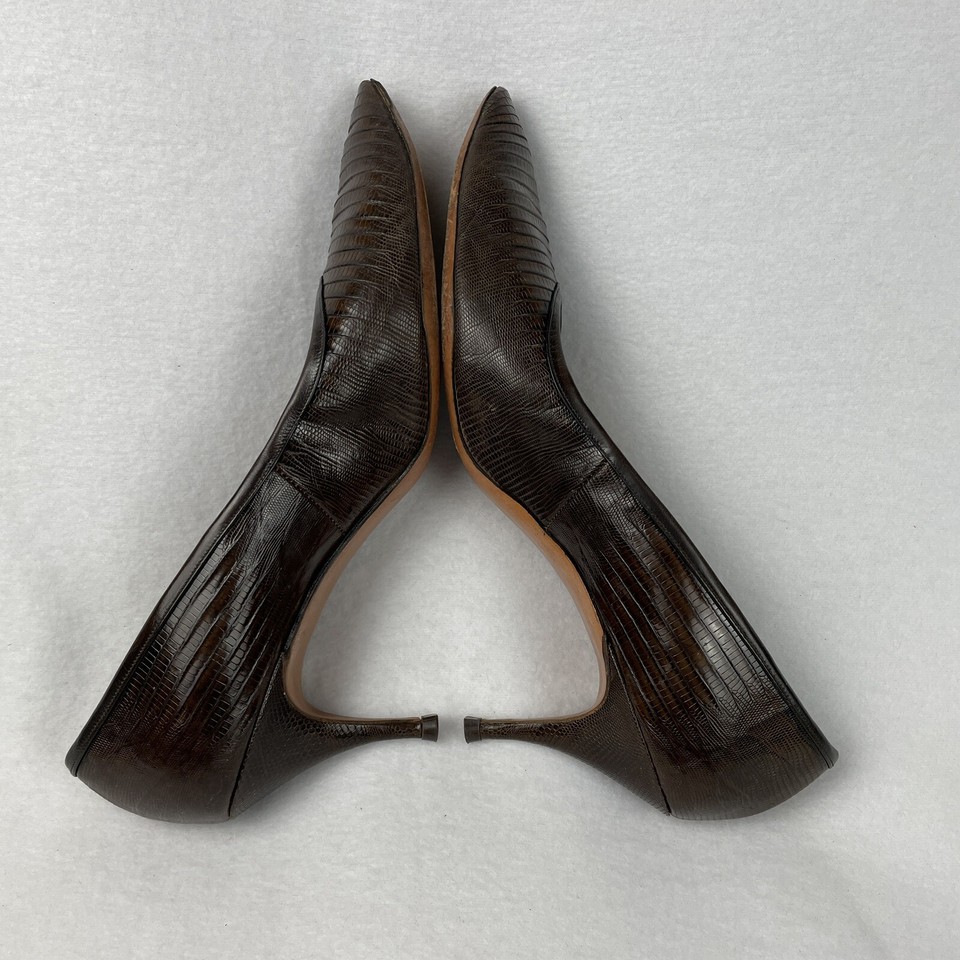 Vintage 1960s De Angelo Women's Heels Brown Genuine Lizard Shoes Size 9 ...