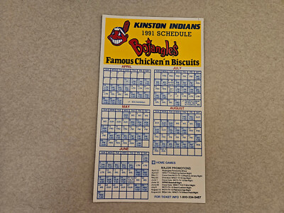 ES23 Kinston Indians 1991 Minor Baseball Magnet Schedule - Bojangle's ...