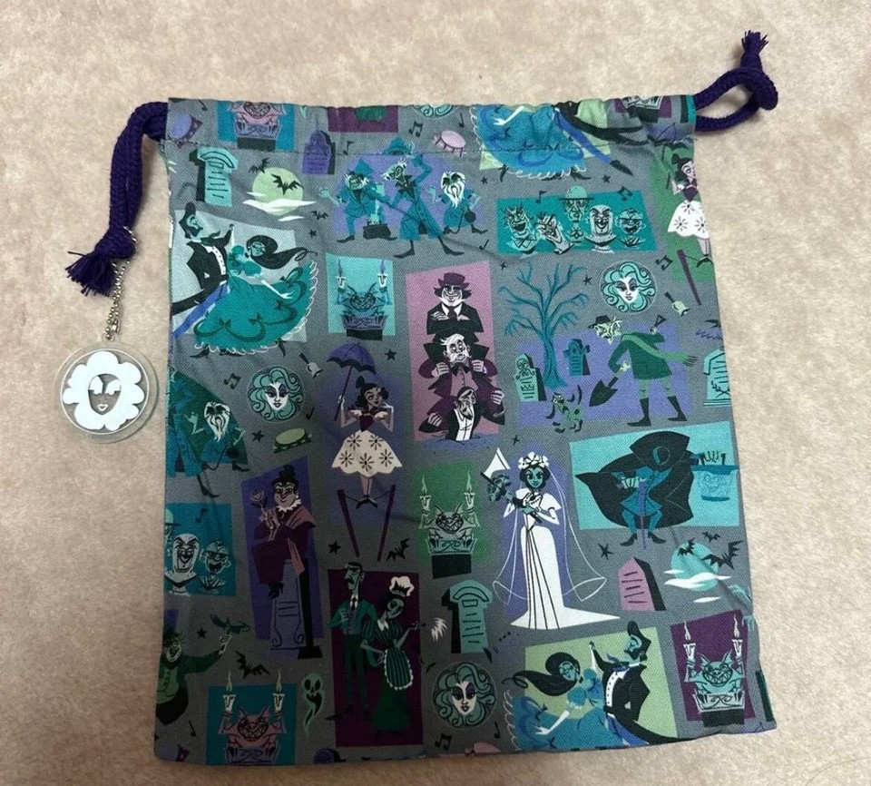 TDR Tokyo Disney Resort Attraction KINCHAKU Drawstring Bag The Haunted ...