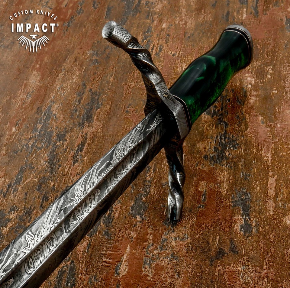 Impact Cutlery 1-of-a-Kind Custom Mosaic Damascus Medieval Sword Dagger ...