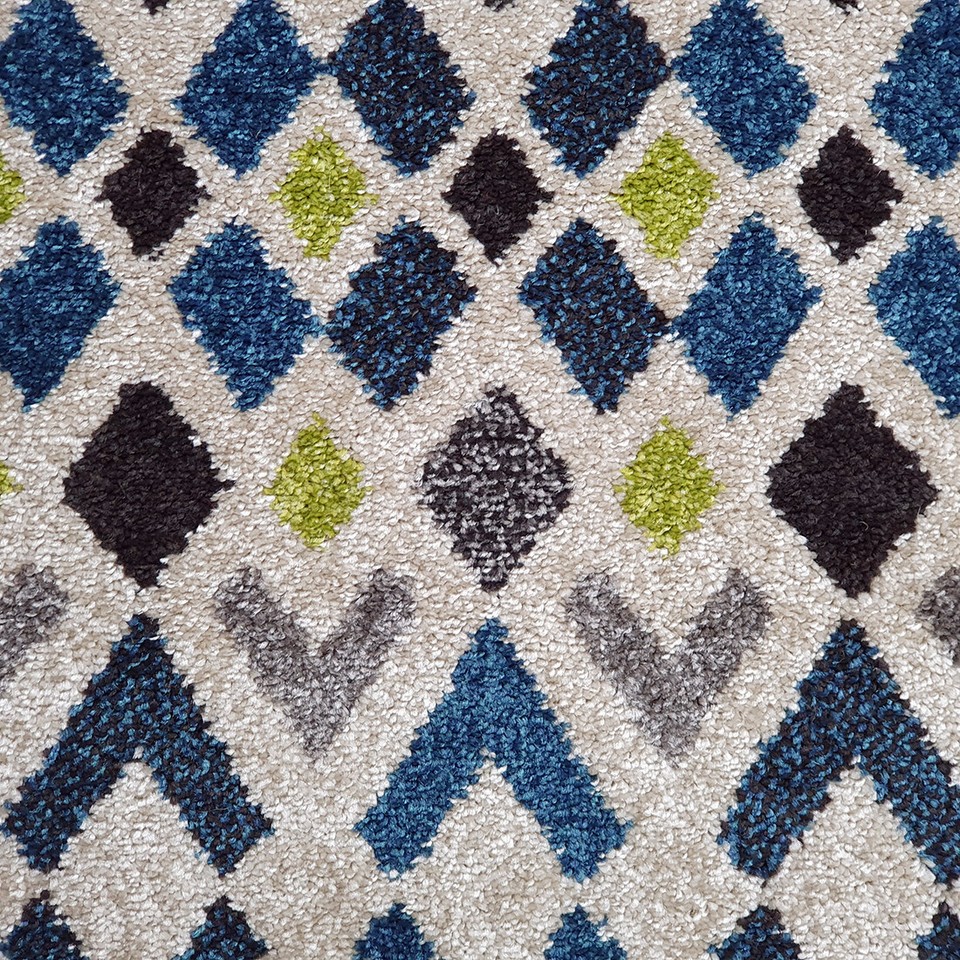 Modern Rug Grey Green Blue Patterned Woven Carpet Soft Mat Small Large ...