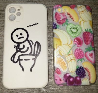 2 I 11 PHONE CASES NEW 1 POOP ON TOILET 1 FRUITS CUTE FUNNY MEN OR ...