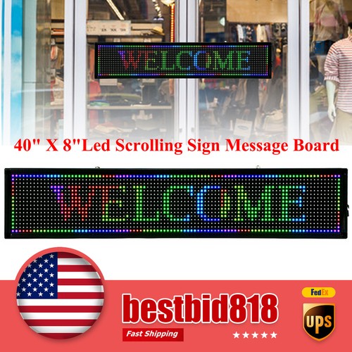LED Scrolling Message Board 40*8*2 in P10 7 Color Programmable ...