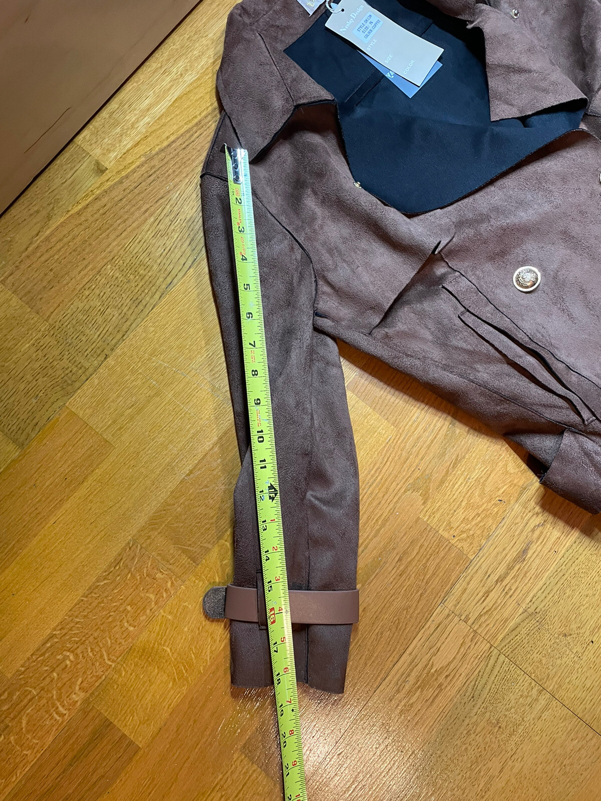 Neslay Design Women’s Double Breast 6 Buttons Coat Sz S Suede Faux ...