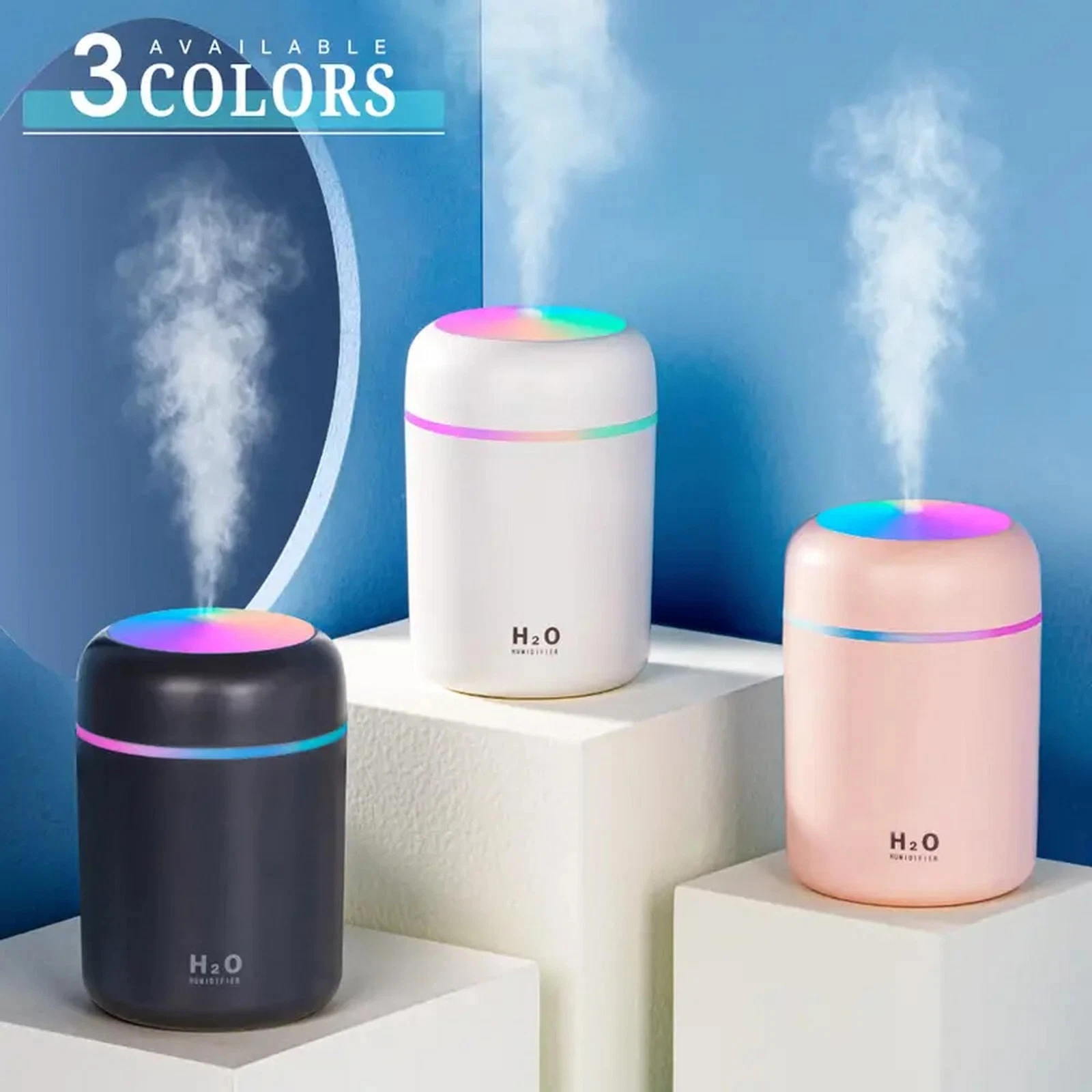 300ml Portable Mini Humidifier Colorful Cool Mist USB Powered for Car ...