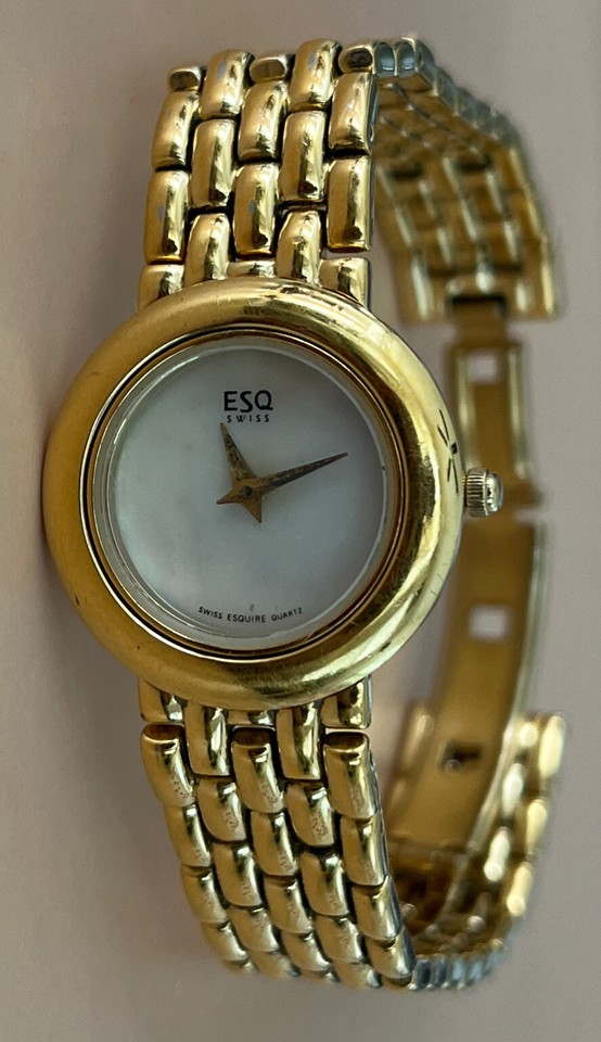 ESQ Esquire Swiss Watch Women Gold Tone MOP WHITE Round Dial - NEW ...