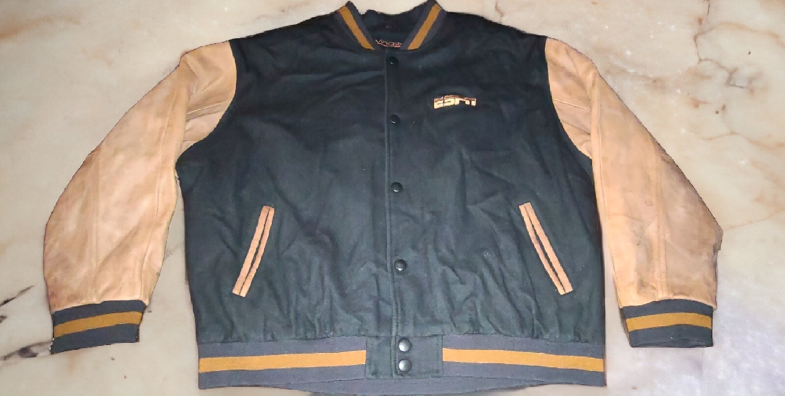 Vintage Men's 2XL Identity ESPN Letterman Varsity Jacket Wool Leather ...