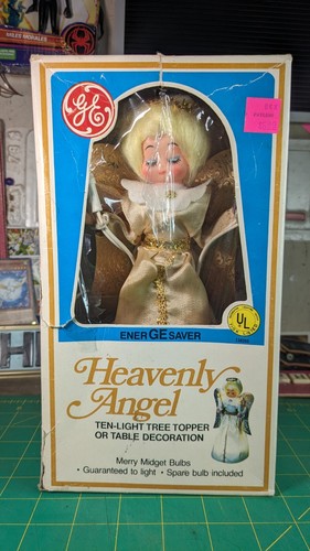 GE VTG; HEAVENLY ANGEL LIGHT CHRISTMAS TREE TOPPER BOX NON-WORKING ...