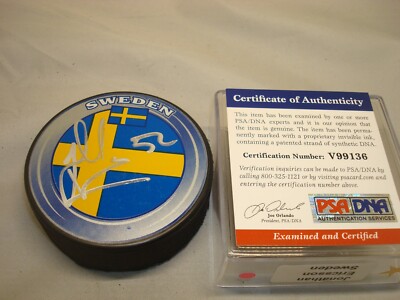 Jonathan Ericsson Signed Team Sweden Hockey Puck Autographed PSA/DNA ...