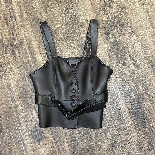 Real Sheep Leather Vest Sling Tube Top Women's Short Sexy Vest Gilet ...