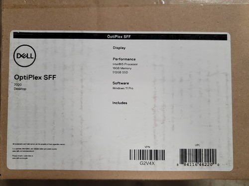 Dell OptiPlex 7020 SFF i5-14500 16GB 512GB GbE W11P G2V4X New Open Box ...