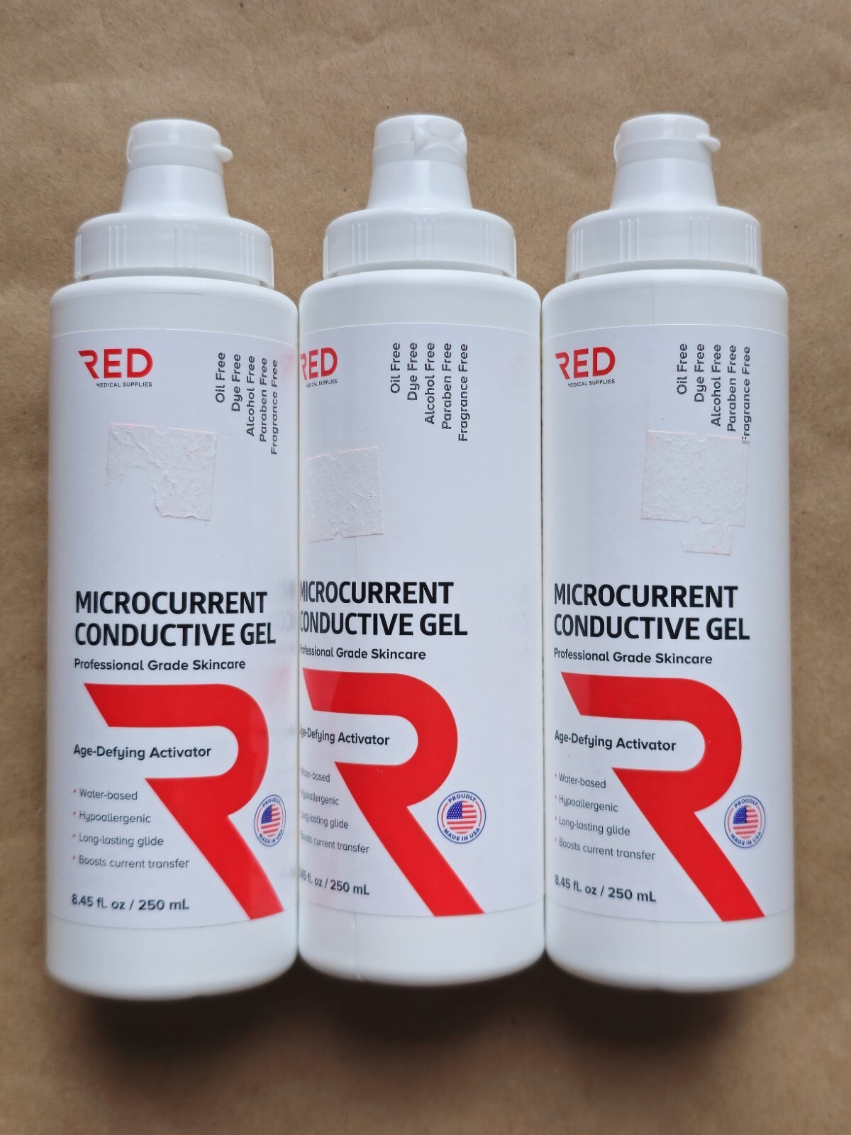 (3 Pack) Red Microcurrent Conductive Gel Hypoallergenic 8.45 Oz 250ml ...