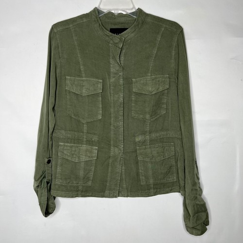 Sanctuary Women’s Top sz M Utility Lyocell Army Green Button Roll Tab ...