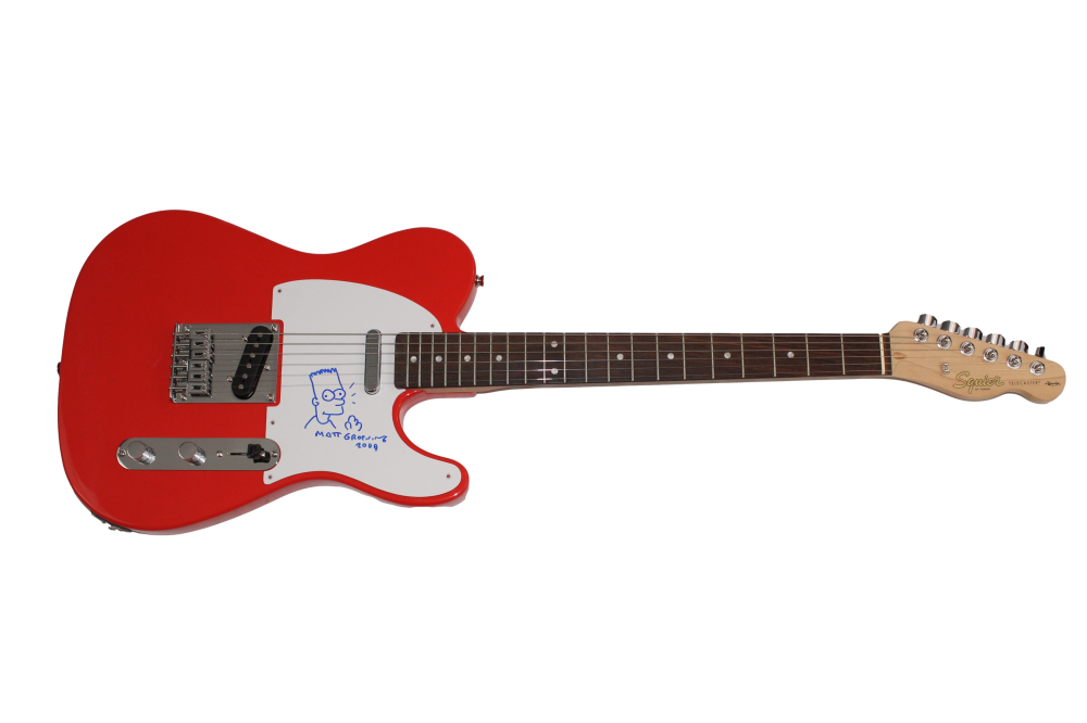 MATT GROENING SIGNED AUTOGRAPH FENDER GUITAR W/ HAND DRAWN SIMPSONS ...