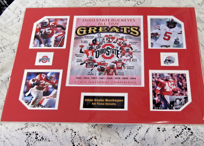 OHIO STATE BUCKEYES FOOTBALL ALL TIME GREATS 16" x 20" MATTED FRAMEABLE ...