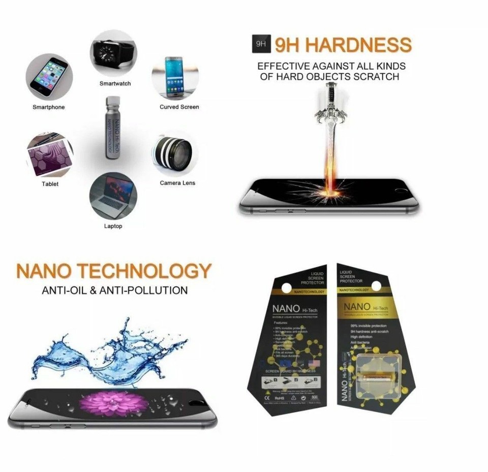 Liquid Nano Hi-Tech Screen Protector For Iphone 12 Pro XS Max Samsung ...