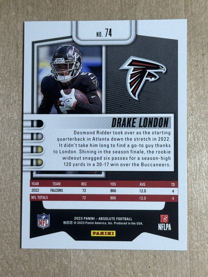 2023 Atlanta Falcons Drake London Panini Absolute BRONZE Football Card ...