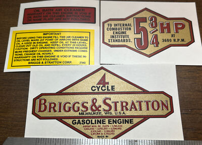 Briggs & Stratton Engine Decals, 5-3/4 HP Tote Gote 140000 With B&S Oil ...