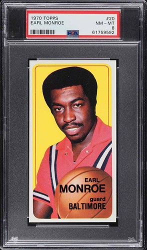 1970 Topps BkB Card # 20 Earl Monroe Baltimore Bullets HOF PSA 8 NM-MT ...