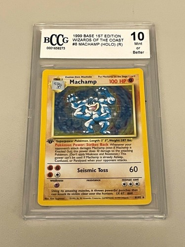 1st Edition Machamp Base Set Holo Rare 8/102 - BCCG Mint 10 Flawless ...