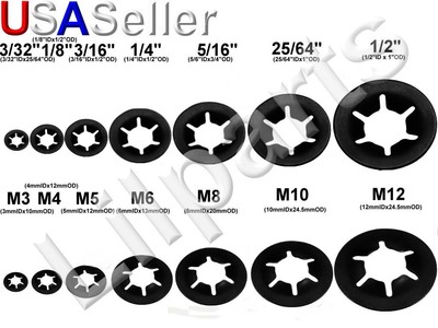 Black Steel Starlock Speed Star Lock Washers Shaft Axle Rod Push On ...