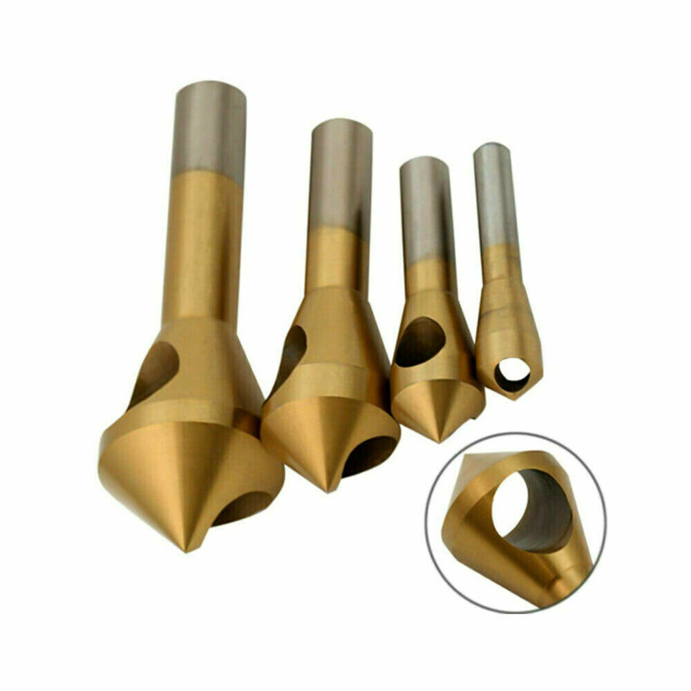 4X Titanium Coated Countersink Drill Bit Taper Hole Cutter Countersunk ...