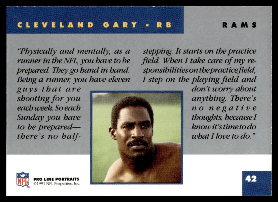 1991 Pro Line Portraits #42 Cleveland Gary Los Angeles Rams | eBay