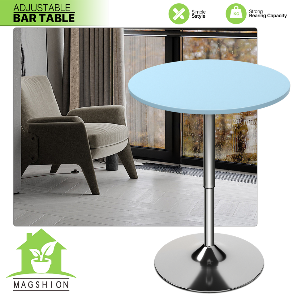 Bistro Pub Bar [360-DEGREE SWIVEL] Round Table Adjustable Height Wooden ...