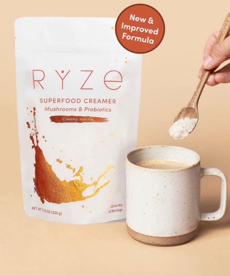 Ryze Superfood Creamer Mushrooms & Probiotics, 30 Servings, 7.85oz, exp ...