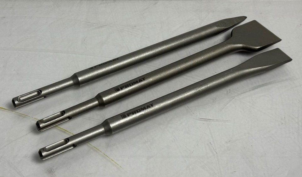 Promat Sds-Plus Chisel Set 3-teilig Moil Flat Chisel Spade Chisel ...