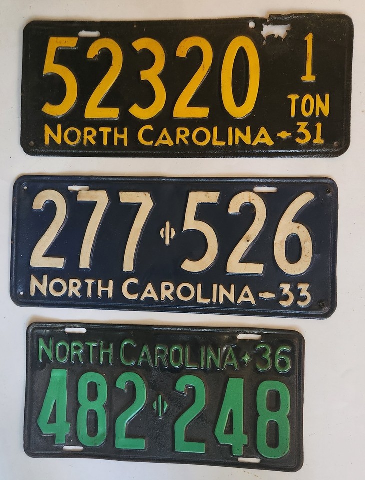 6x 1930's NC License Plates repainted | eBay