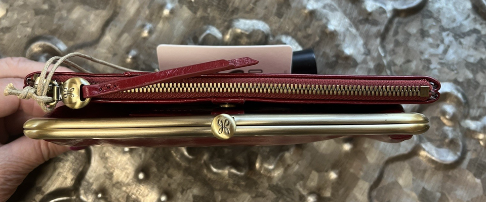 HOBO INTERNATIONAL~Wind~STUNNING FOLD OVER CLASP FRAME WALLET~Garnet ...