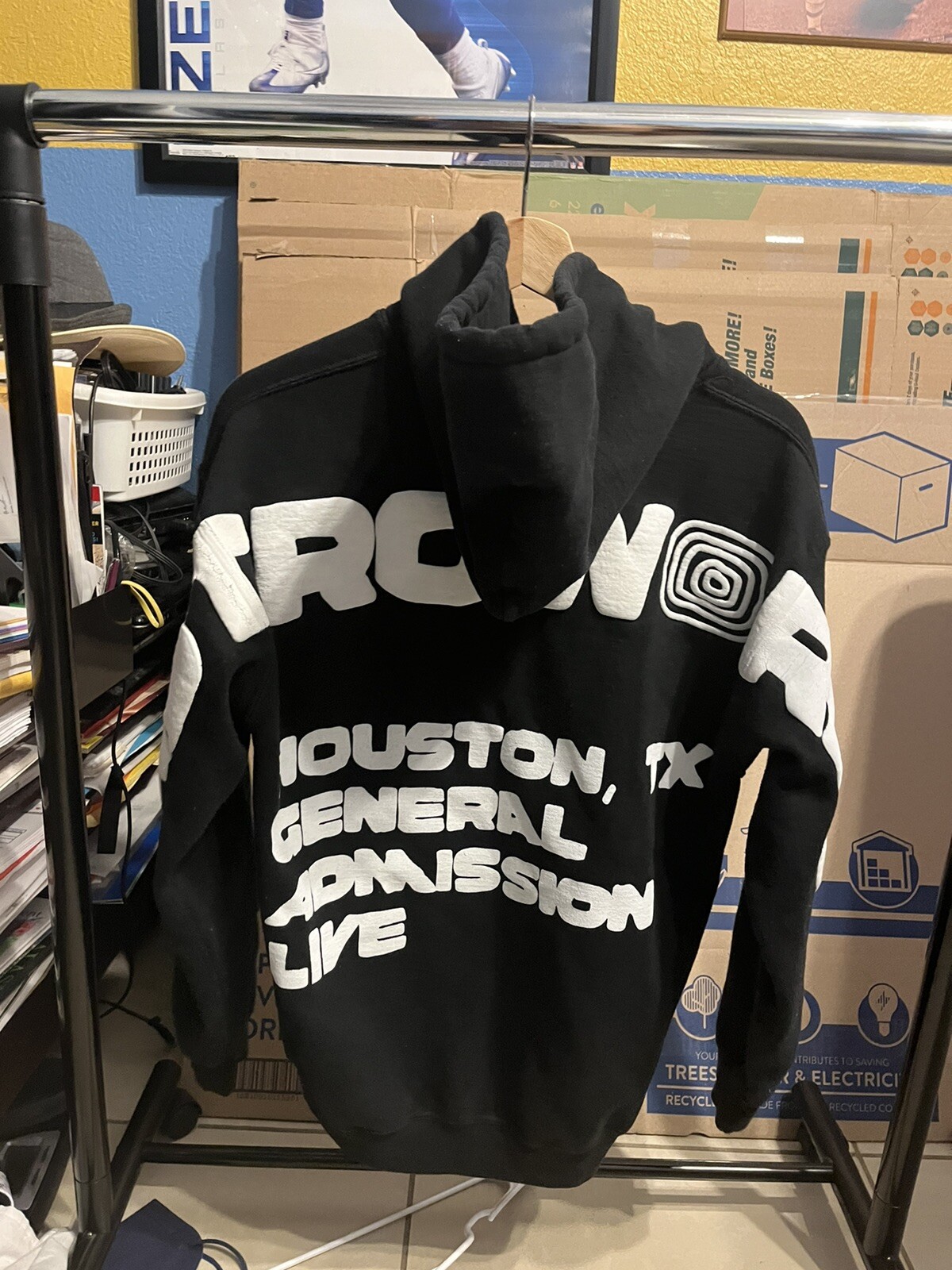 Travis Scott Astroworld Houston Eye Hoodie Black Size… - Gem