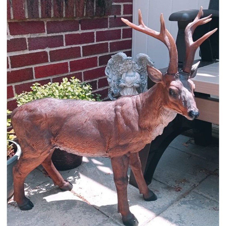 Deer Statue Outdoor Large Garden Lawn Decor Wild Animals Realistic ...