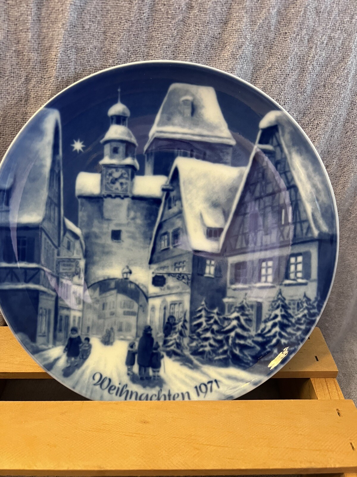 German Christmas Plate 1971 Berlin Design Blue China Rothenburg On ...